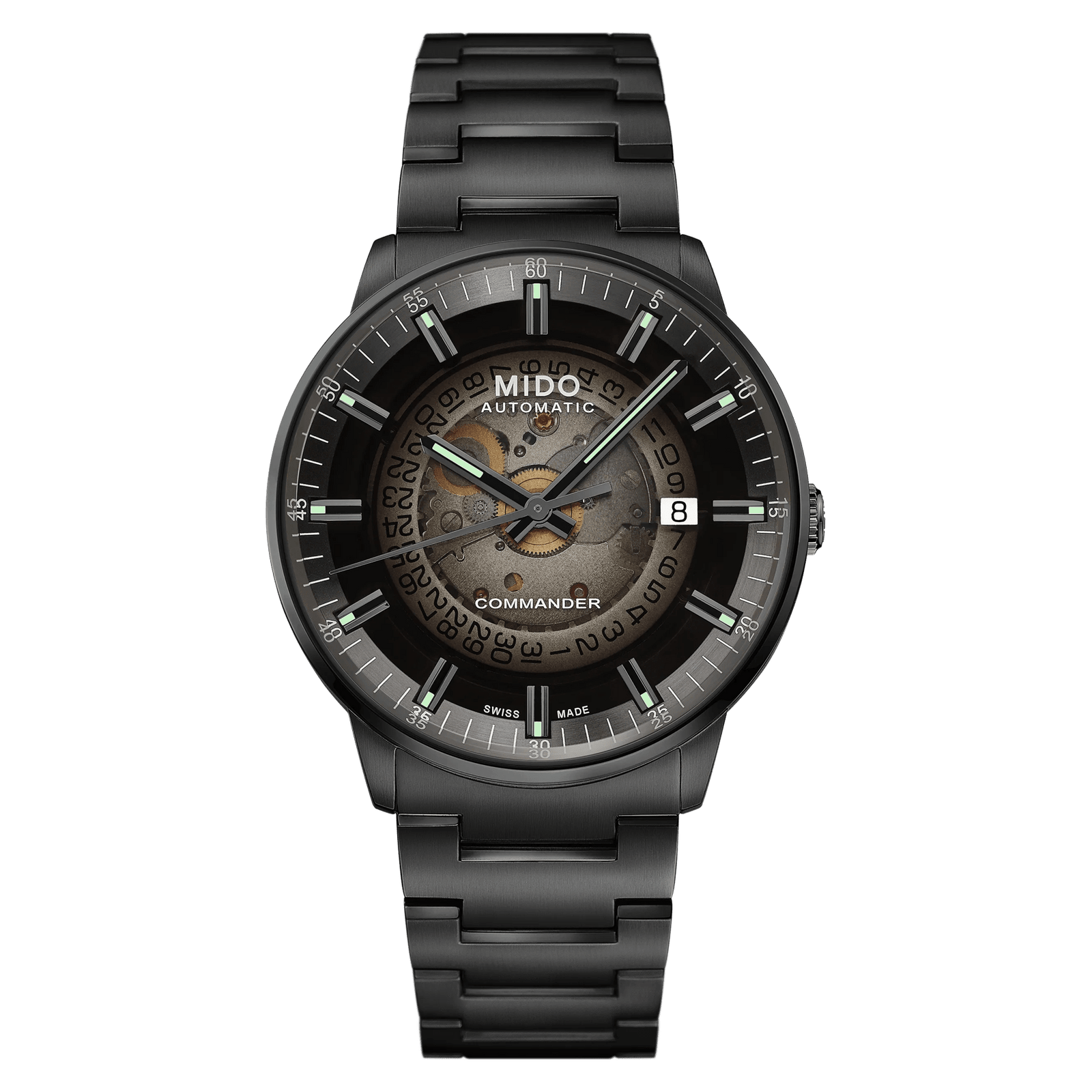 MIDO Commander Gradient Black See-Through Dial - Black PVD Stainless ...