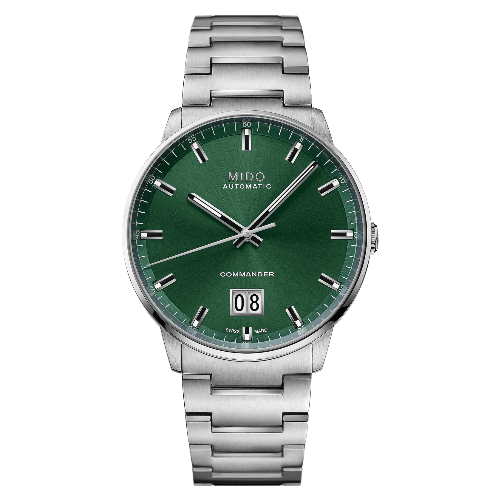 MIDO Commander Big Date Green Dial - Stainless Steel Watch - 42mm ...